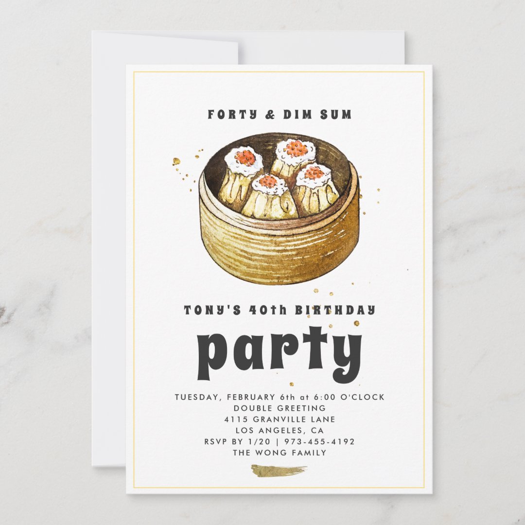 Modern Dim Sum 40th Birthday Invitation | Zazzle