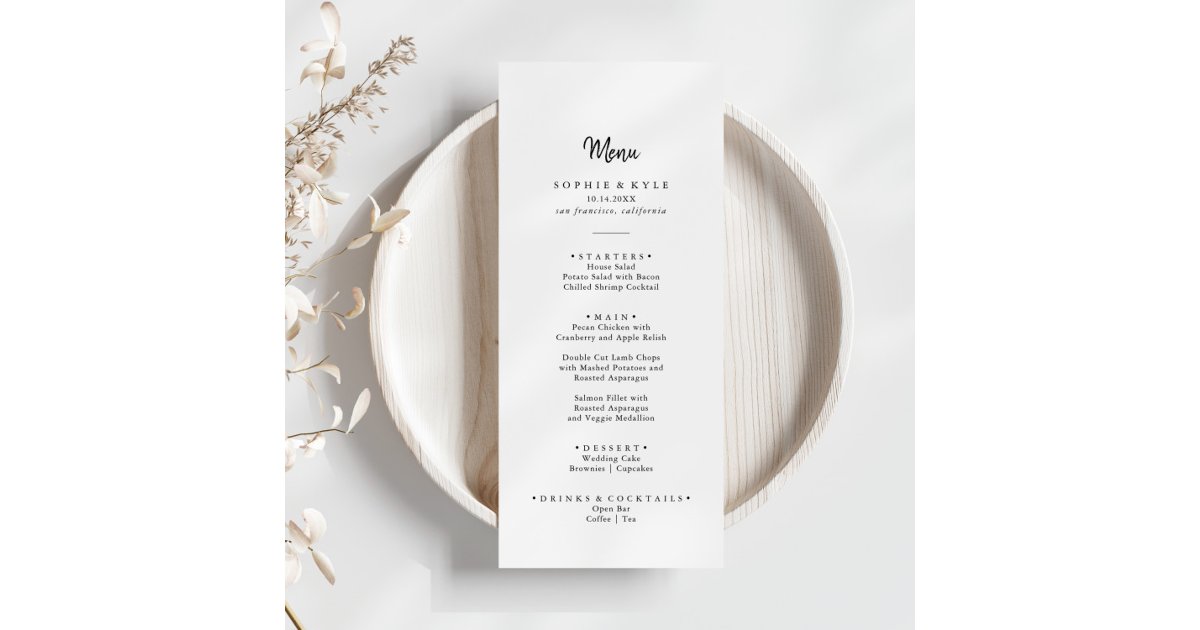 Modern Dinner Menu | Zazzle