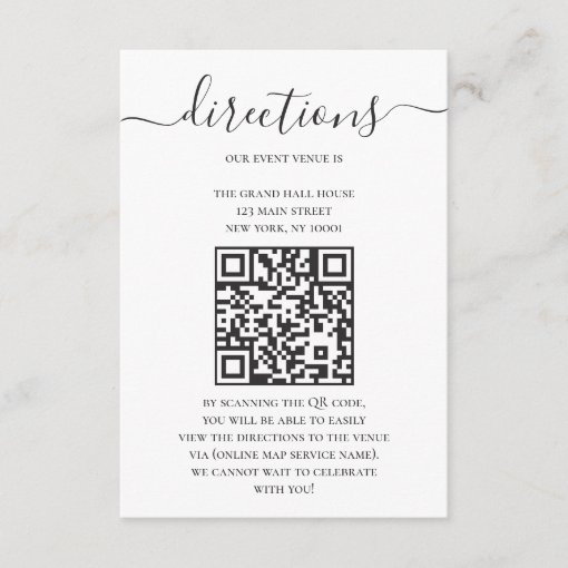 Modern Directions Digital Maps With QR Code Enclosure Card | Zazzle