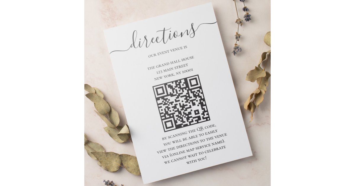 Modern Directions Digital Maps With QR Code Enclosure Card | Zazzle