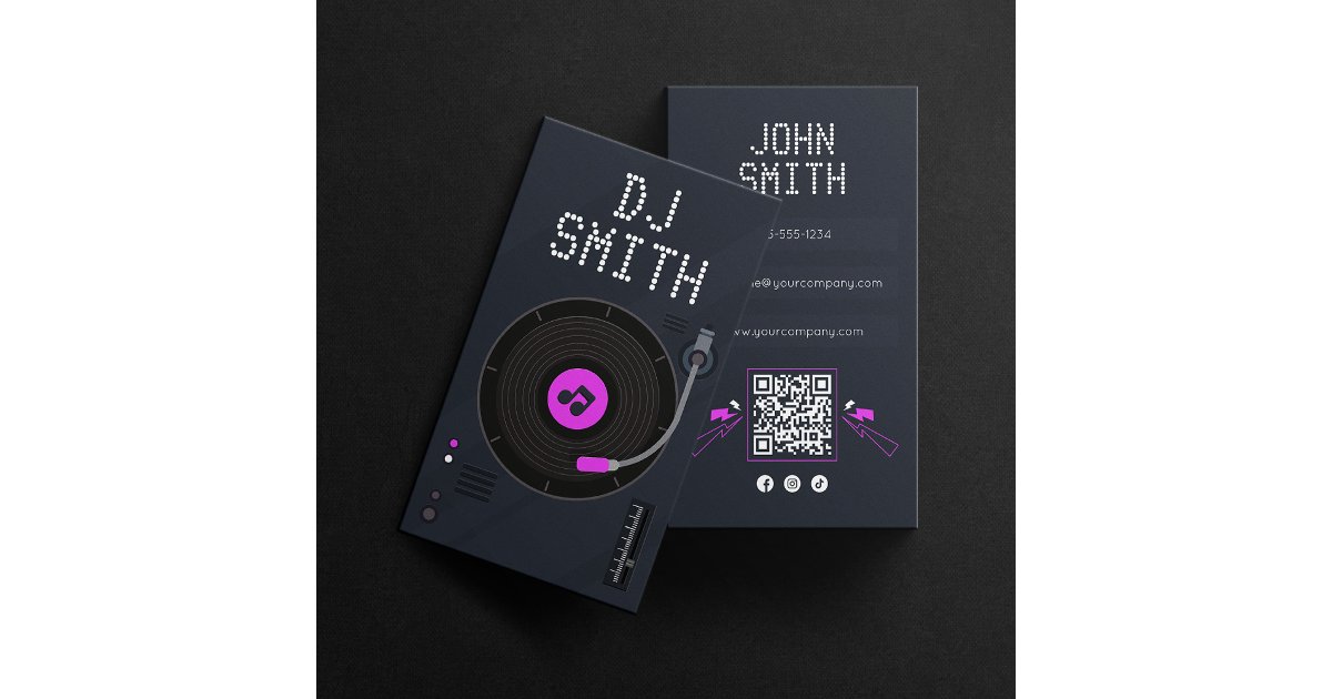 Modern DJs Singer DJ Vinyl Deejay Music QR Code Business Card | Zazzle