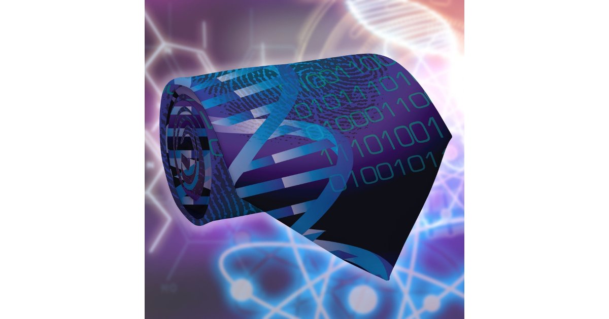 Modern DNA Fingerprint Science Blue Neck Tie | Zazzle
