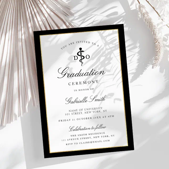 modern DO graduation ceremony invitation | Zazzle