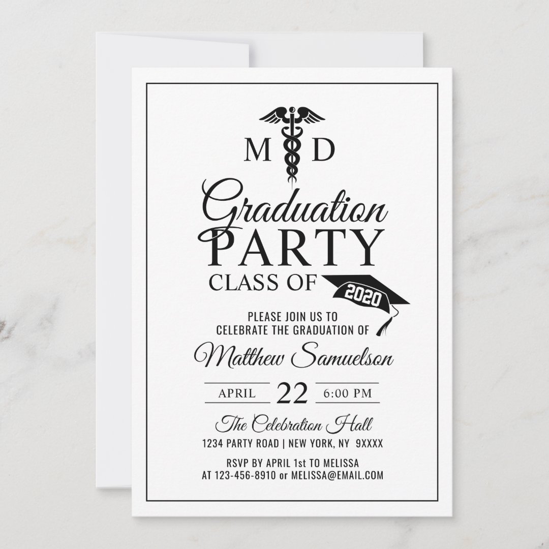Modern Doctor's Medical School MD GRADUATION Party Invitation | Zazzle