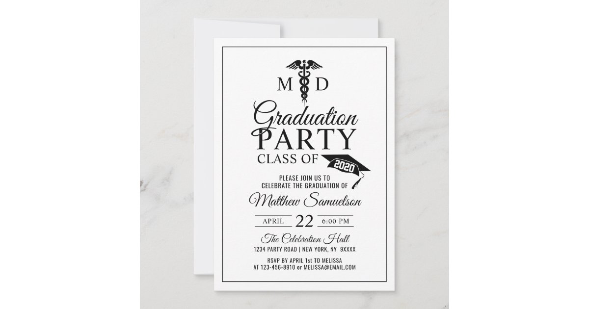 Modern Doctor's Medical School MD GRADUATION Party Invitation | Zazzle