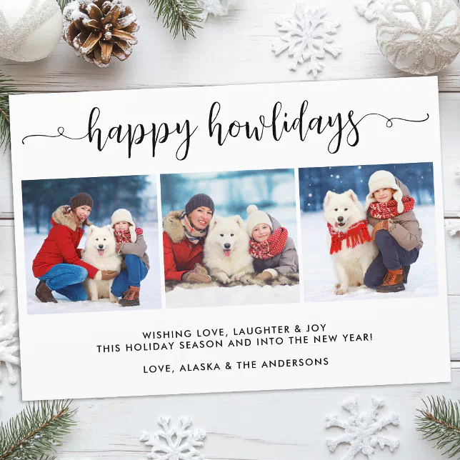 Modern Dog Photo Collage Christmas Happy Howlidays Holiday Card | Zazzle