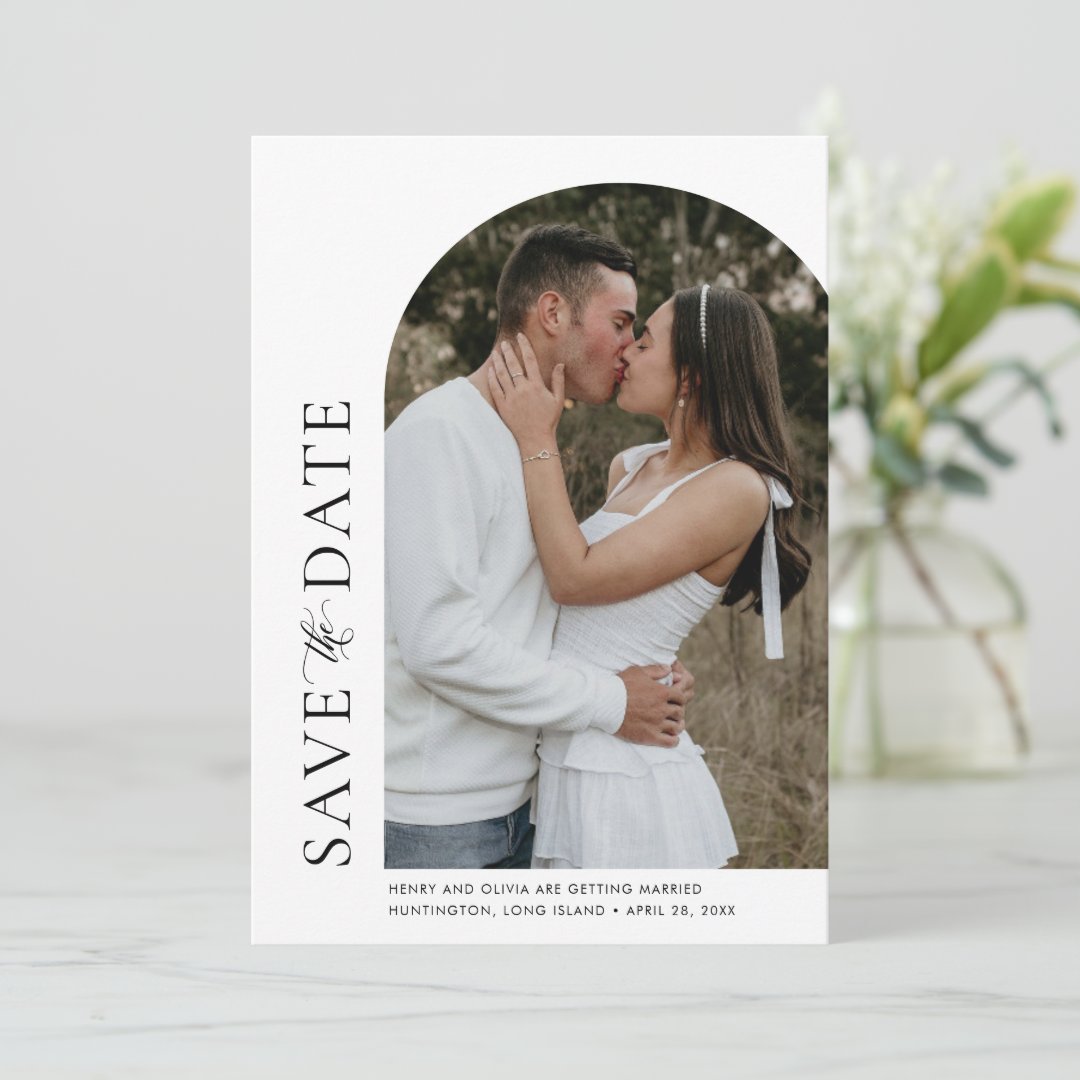 Modern Dome Off Center Photo Save the Date Card | Zazzle