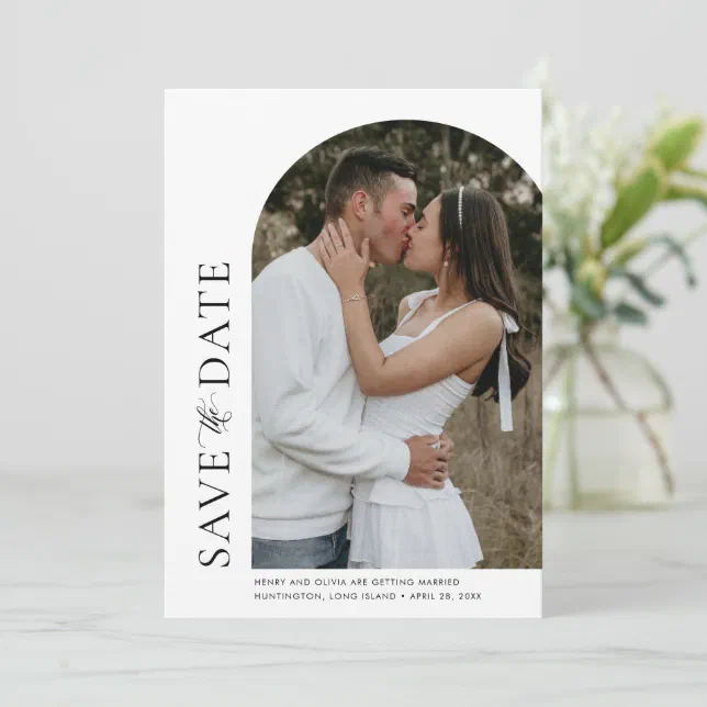 Modern Dome Off Center Photo Save the Date Card | Zazzle