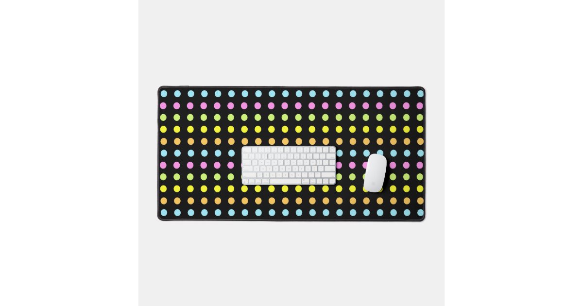 Modern Dotted Stripes in Pastel Colors on Black Desk Mat | Zazzle