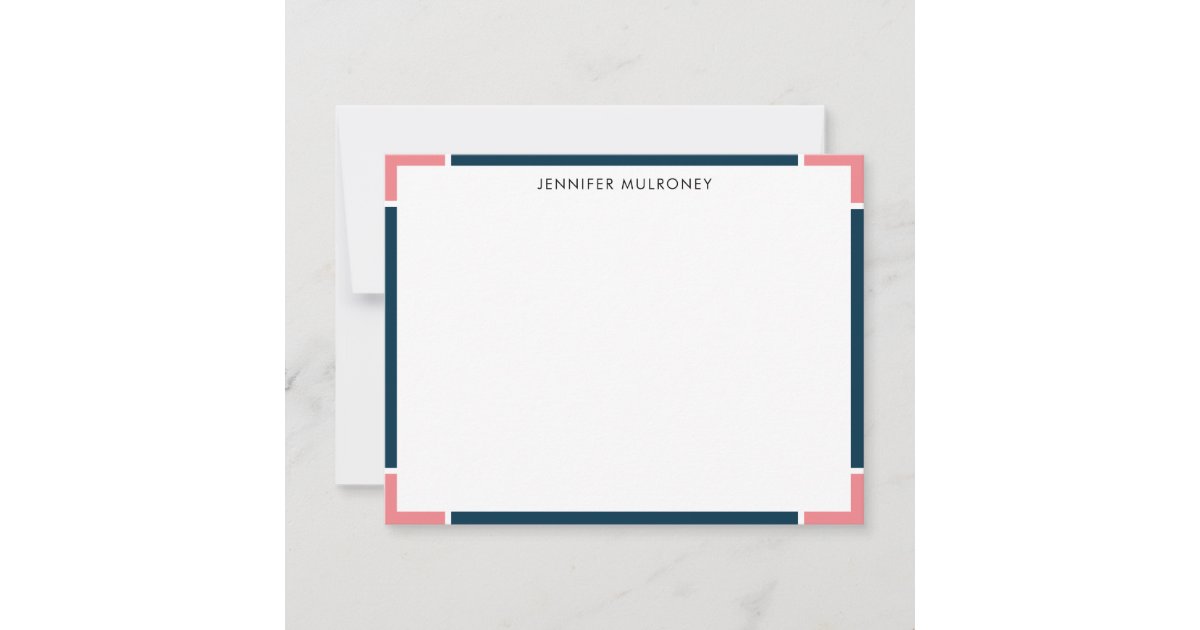 Modern Double Border Personal Note Card | Zazzle