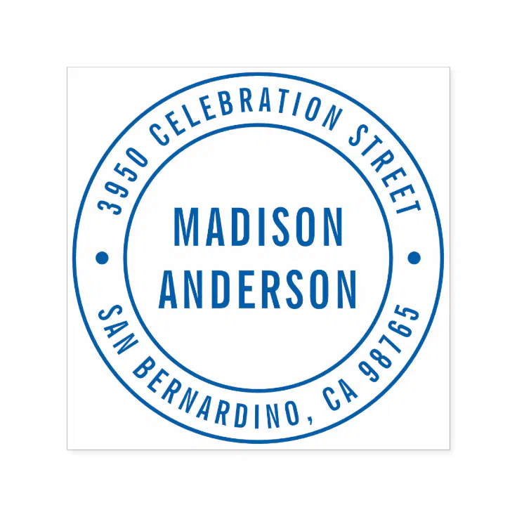 Modern Double Border Round Return Address Self-inking Stamp | Zazzle