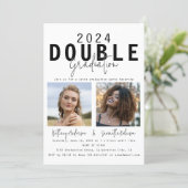 Modern Double Celebration 2 Photo Graduation Invitation | Zazzle