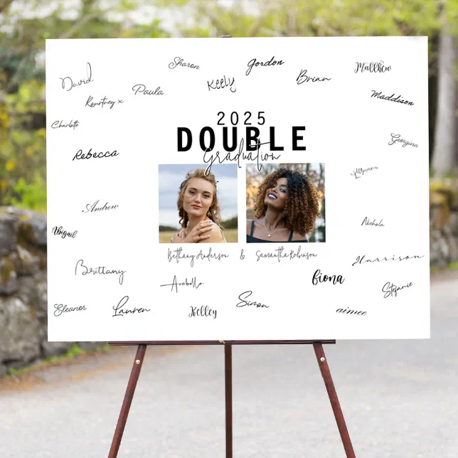 Modern Double Celebration Graduation Signature Foam Board | Zazzle