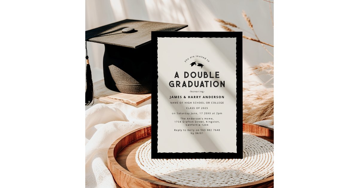 Modern Double Graduation Party Invitation | Zazzle