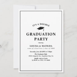 Modern Double Graduation Party Photo Collage Invitation | Zazzle