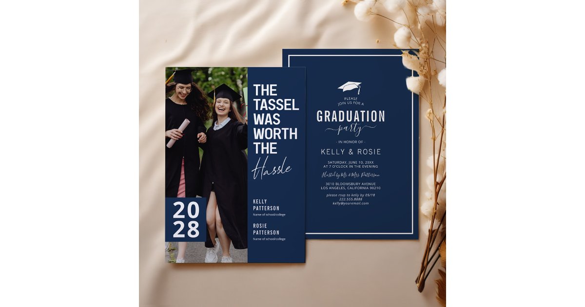 Modern Double Graduation Photo Party Invitation | Zazzle
