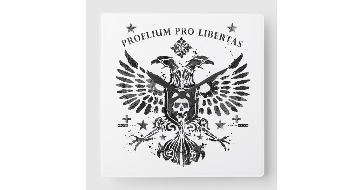 Modern Double Head Eagle Square Wall Clock | Zazzle