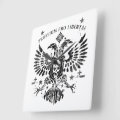 Modern Double Head Eagle Square Wall Clock | Zazzle