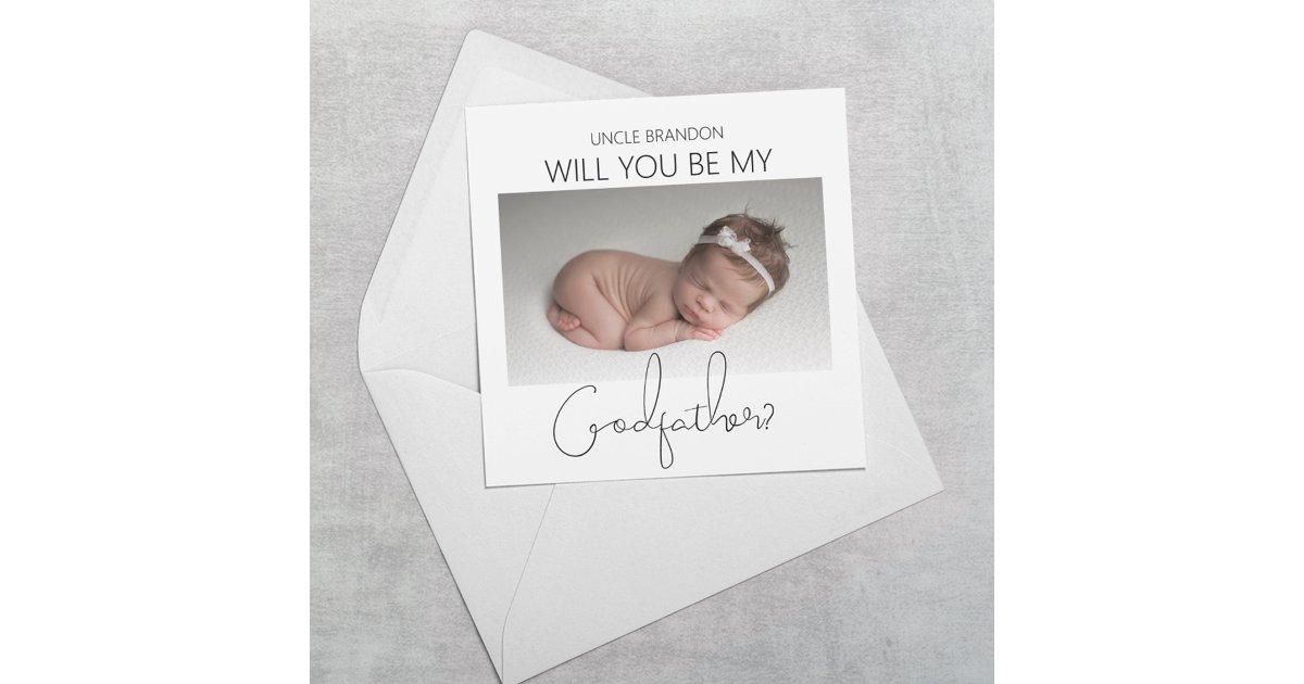Modern Double Sided Photo Godfather Proposal Invitation | Zazzle