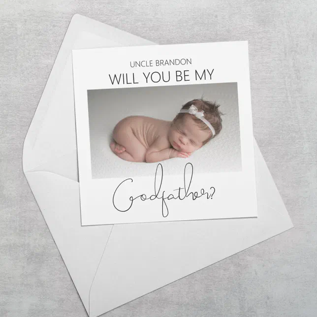 Modern Double Sided Photo Godfather Proposal Invitation | Zazzle
