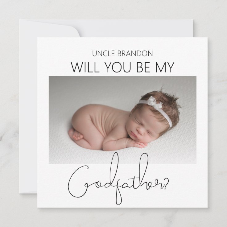 Modern Double Sided Photo Godfather Proposal Invitation | Zazzle