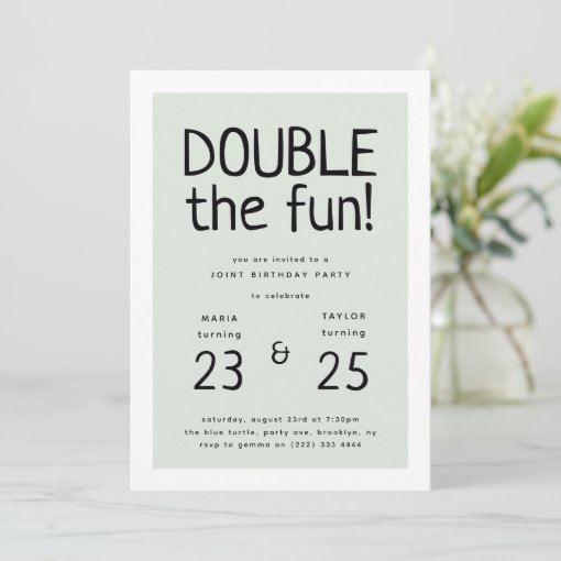 Modern 'Double the Fun' Joint Birthday Party Invitation | Zazzle