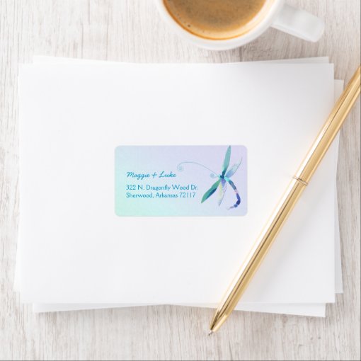 Modern Dragonfly Wedding Return Address Labels | Zazzle