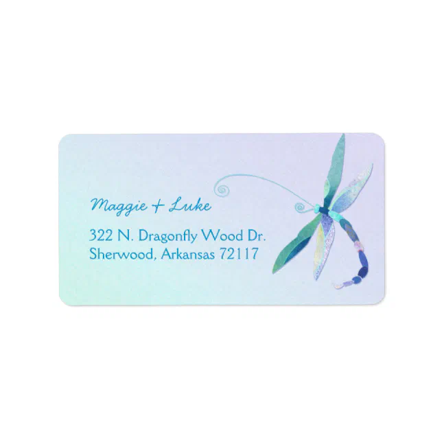 Modern Dragonfly Wedding Return Address Labels | Zazzle
