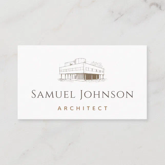 Modern Drawn Brown Building Architecture Architect Business Card | Zazzle