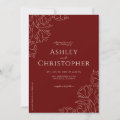 Modern Drawn Floral Crimson Red Wedding Invitation | Zazzle