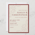 Modern Drawn Floral Crimson Red Wedding Invitation | Zazzle