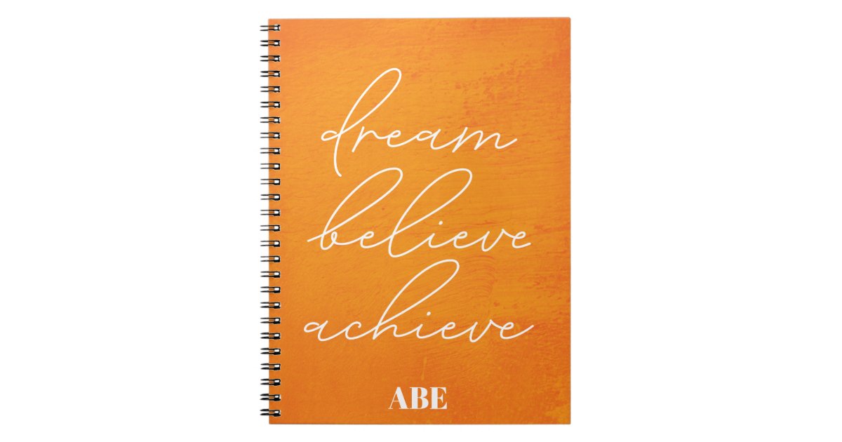 Modern Dream Believe Inspirational Monogram Notebook | Zazzle