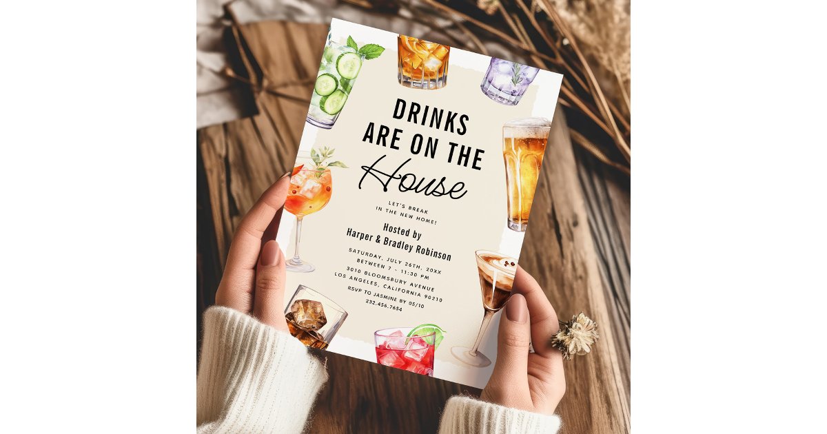 Modern Drinks Housewarming Party Invitation | Zazzle