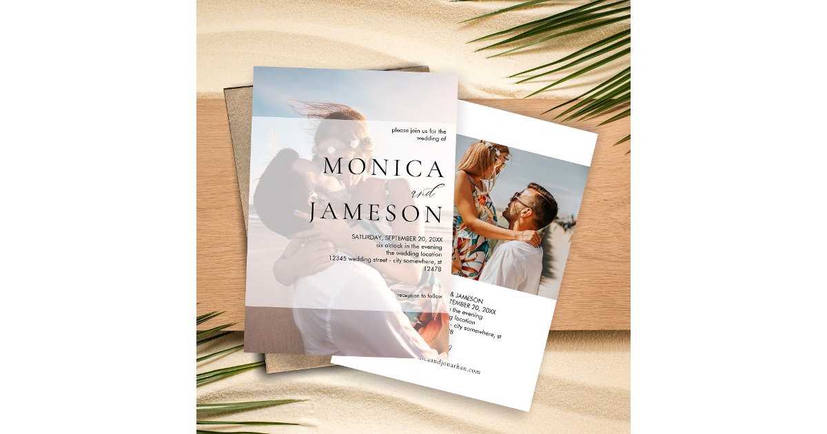 Modern Duo 2 Photo Wedding Invitation | Zazzle