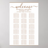 Modern Dusty Beige Simple Wedding 18 Table Seating Poster | Zazzle