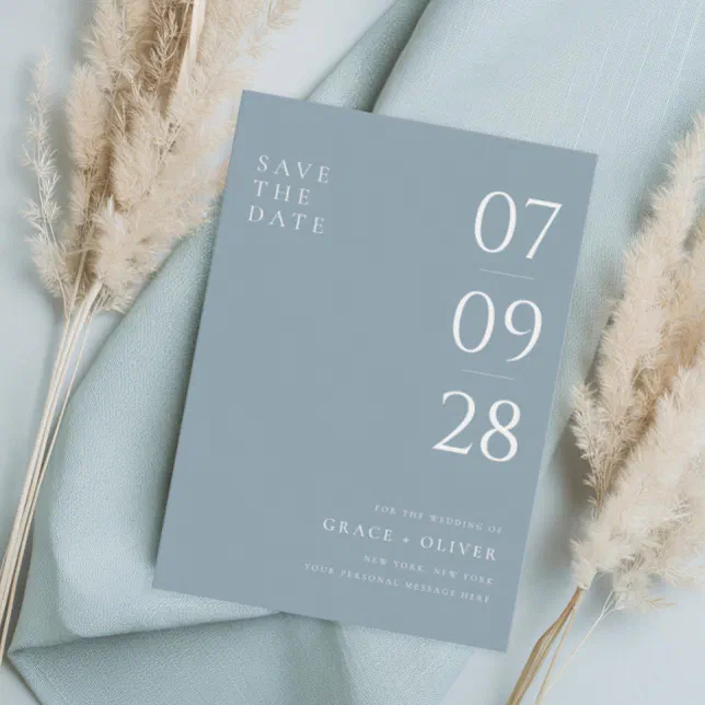 Modern Dusty Blue Elegant Wedding Save The Date | Zazzle