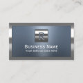 Modern Dusty Blue Metallic Frame Professional Business Card | Zazzle