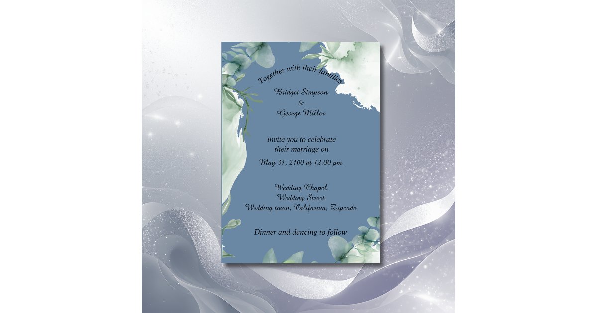 modern dusty blue periwinkle Wedding Invitation | Zazzle