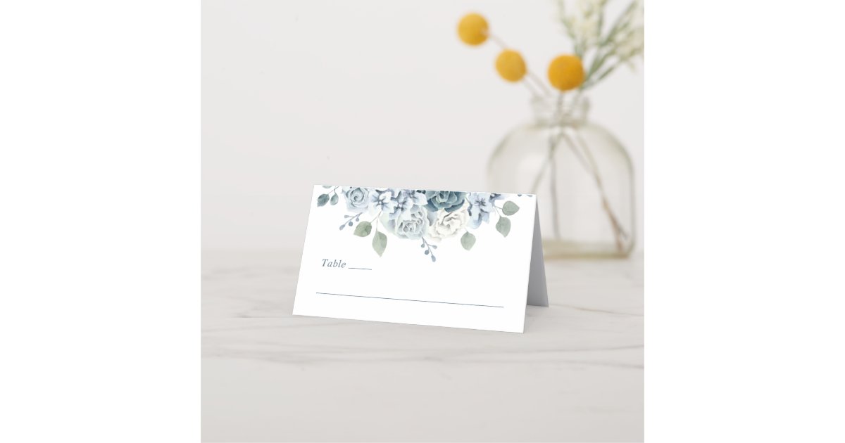 Modern Dusty Blue Place Card | Zazzle