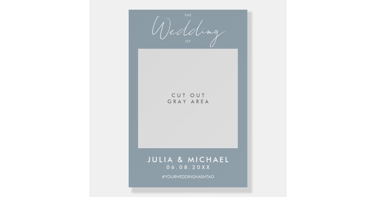 Modern Dusty Blue Prop Wedding Selfie Photo Frame Foam Board | Zazzle