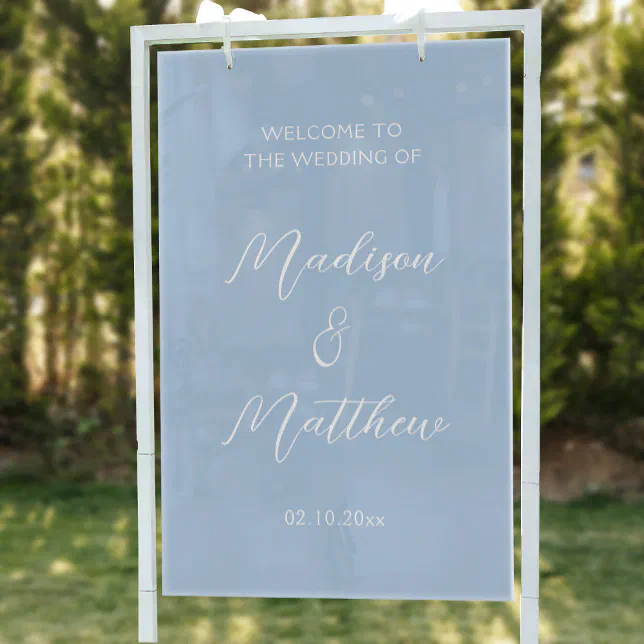 Modern Dusty Blue Wedding Welcome Acrylic Sign | Zazzle
