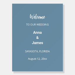Modern Dusty Blue Wedding Welcome Sign | Zazzle