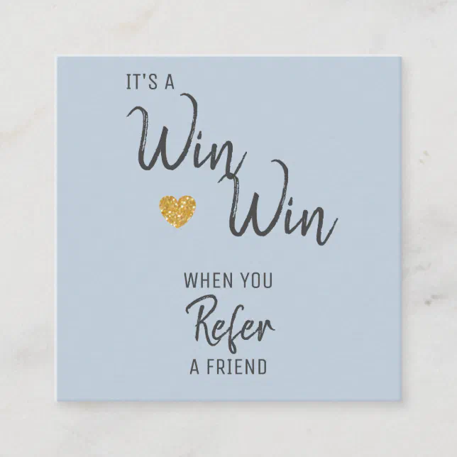 Modern Dusty Blue Win Win Refer a Friend Referral Card | Zazzle