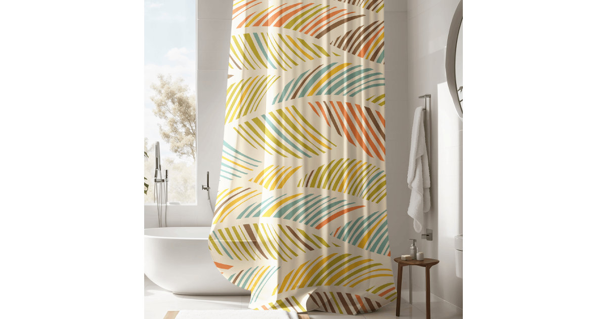 Modern Earth Tone Waves Pattern Shower Curtain | Zazzle