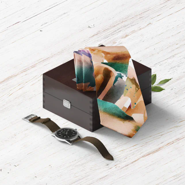 Modern Earth Tones Abstract Terracotta Brown Neck Tie | Zazzle