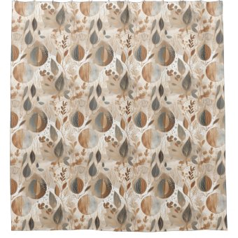 Modern Earth Tones Flowers and Leaves Shower Curtain | Zazzle
