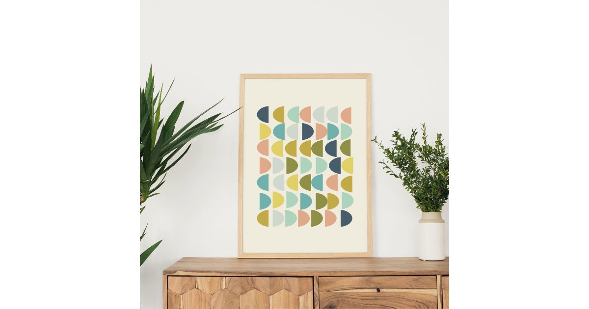 Modern Earth Tones Geometric Shapes Art Poster | Zazzle