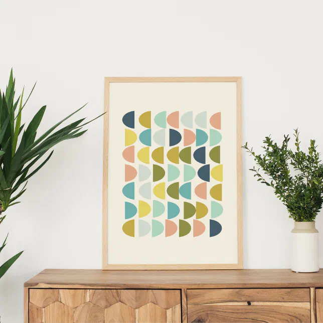Modern Earth Tones Geometric Shapes Art Poster | Zazzle