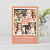 Modern Earthy Peach Photo Collage Graduation Party Invitation | Zazzle