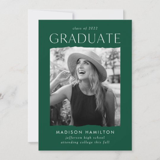 Modern Edge Green Photo Graduation Party Invitation | Zazzle.com